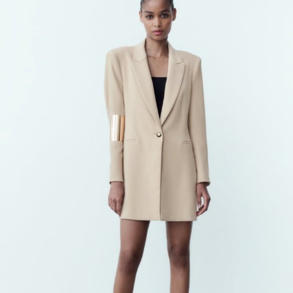 Zara | Jackets & Coats | Zara New Woman Gold Button Long Blazer Coat ...